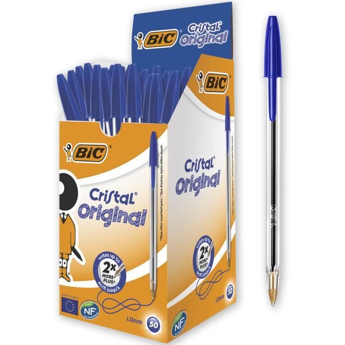 Stylo bille Bic Cristal Original Boite de 50 Stylos | Bic | Culture ...